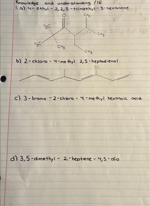 Solved Knowledge and understanding /16 1. a) | Chegg.com