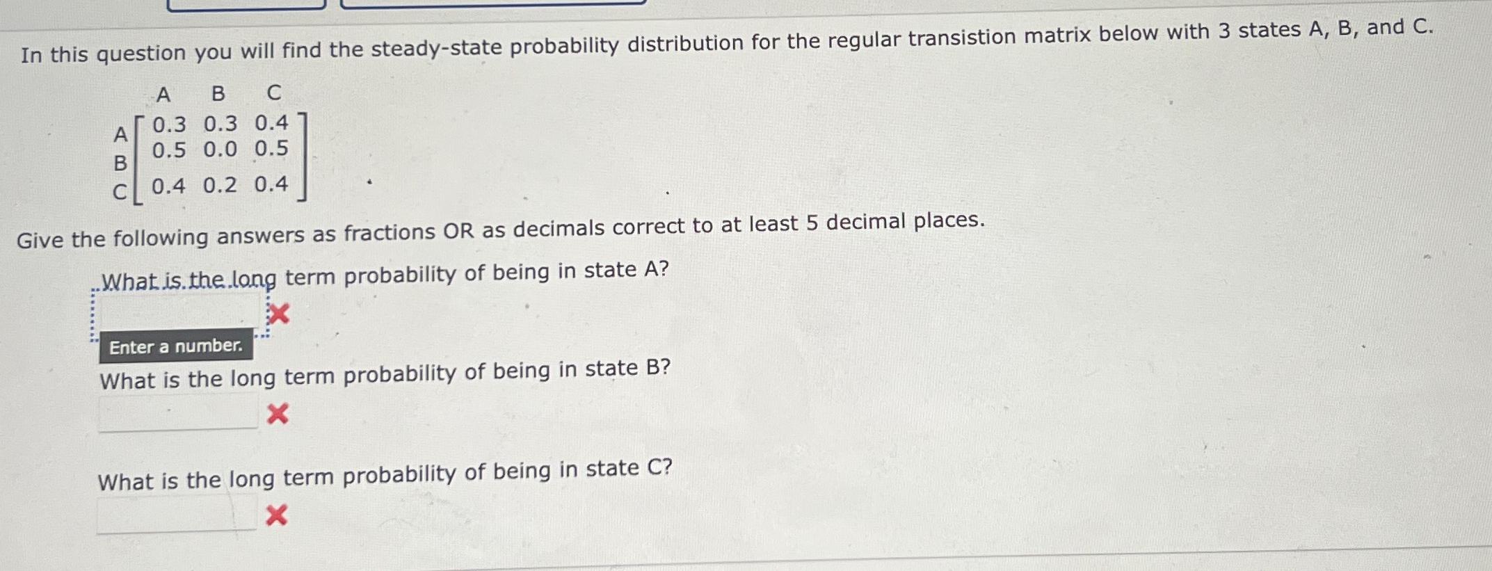 Solved In this question you will find the steady-state | Chegg.com