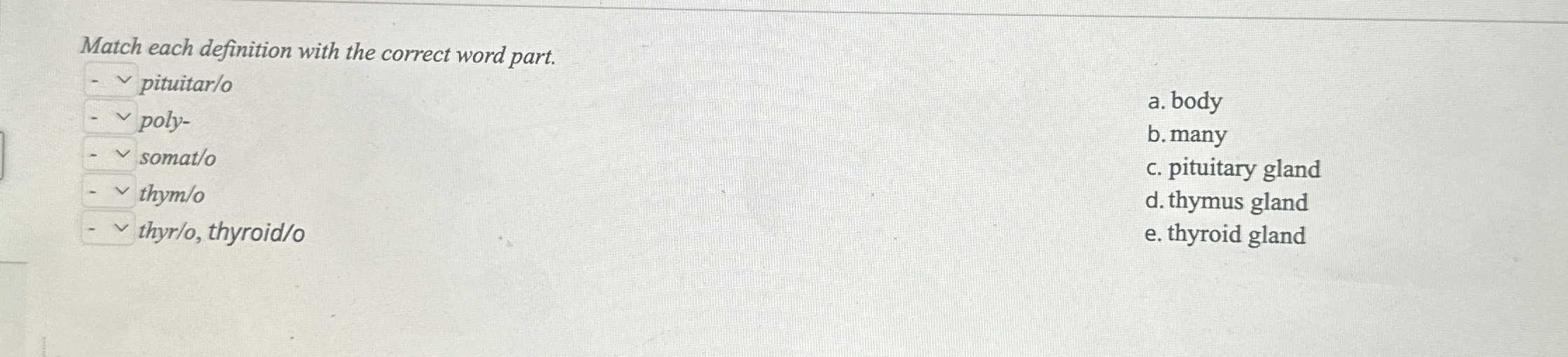 Solved Match each definition with the correct word part. | Chegg.com