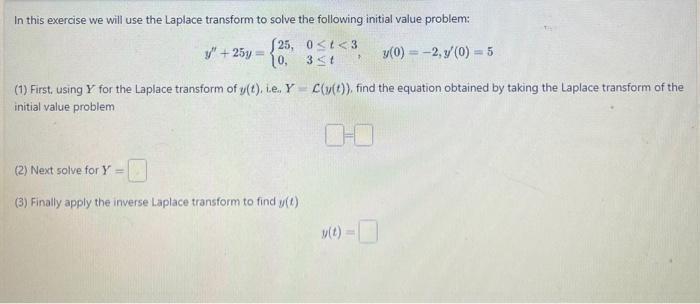In this exercise we will use the Laplace transform to | Chegg.com