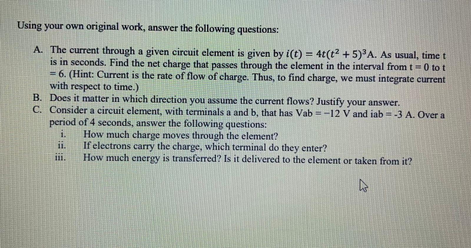 Solved Using your own original work, answer the following | Chegg.com