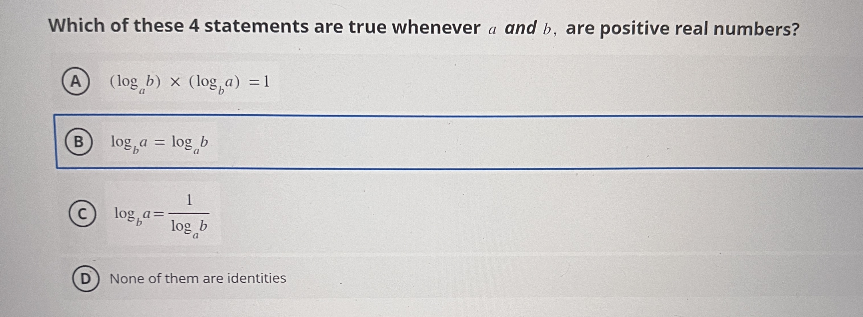 Solved Which of these 4 ﻿statements are true whenever a and | Chegg.com