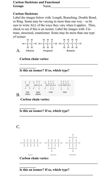 Solved Carbon Skeletons and Functional Groups Name Carbon | Chegg.com
