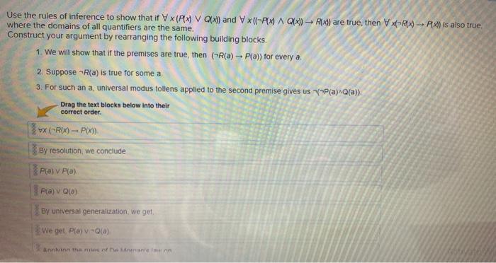 Solved Use the rules of Inference to show that if V x (Ax V | Chegg.com