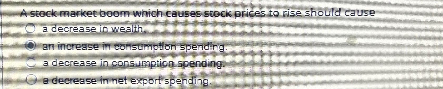 Solved A stock market boom which causes stock prices to rise | Chegg.com