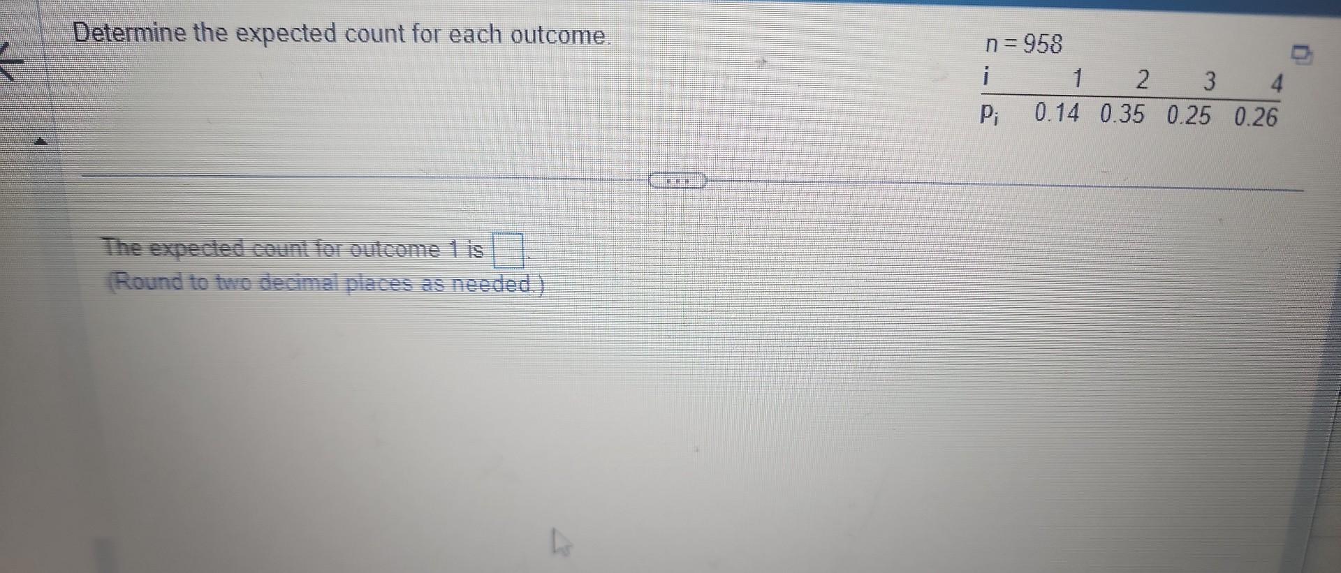 Solved Determine the expected count for each outcome. The | Chegg.com