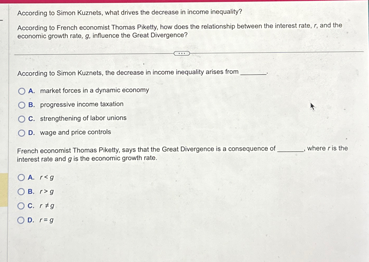 Solved According to Simon Kuznets, what drives the decrease | Chegg.com