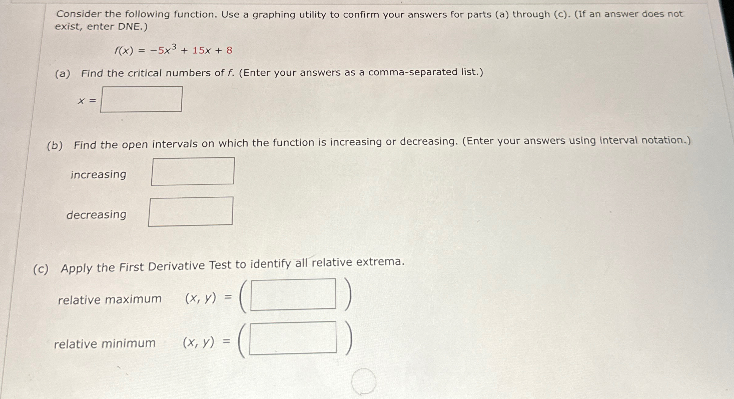 Solved Consider the following function. Use a graphing | Chegg.com