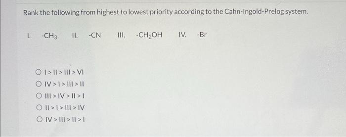 Solved Rank the following from highest to lowest priority | Chegg.com