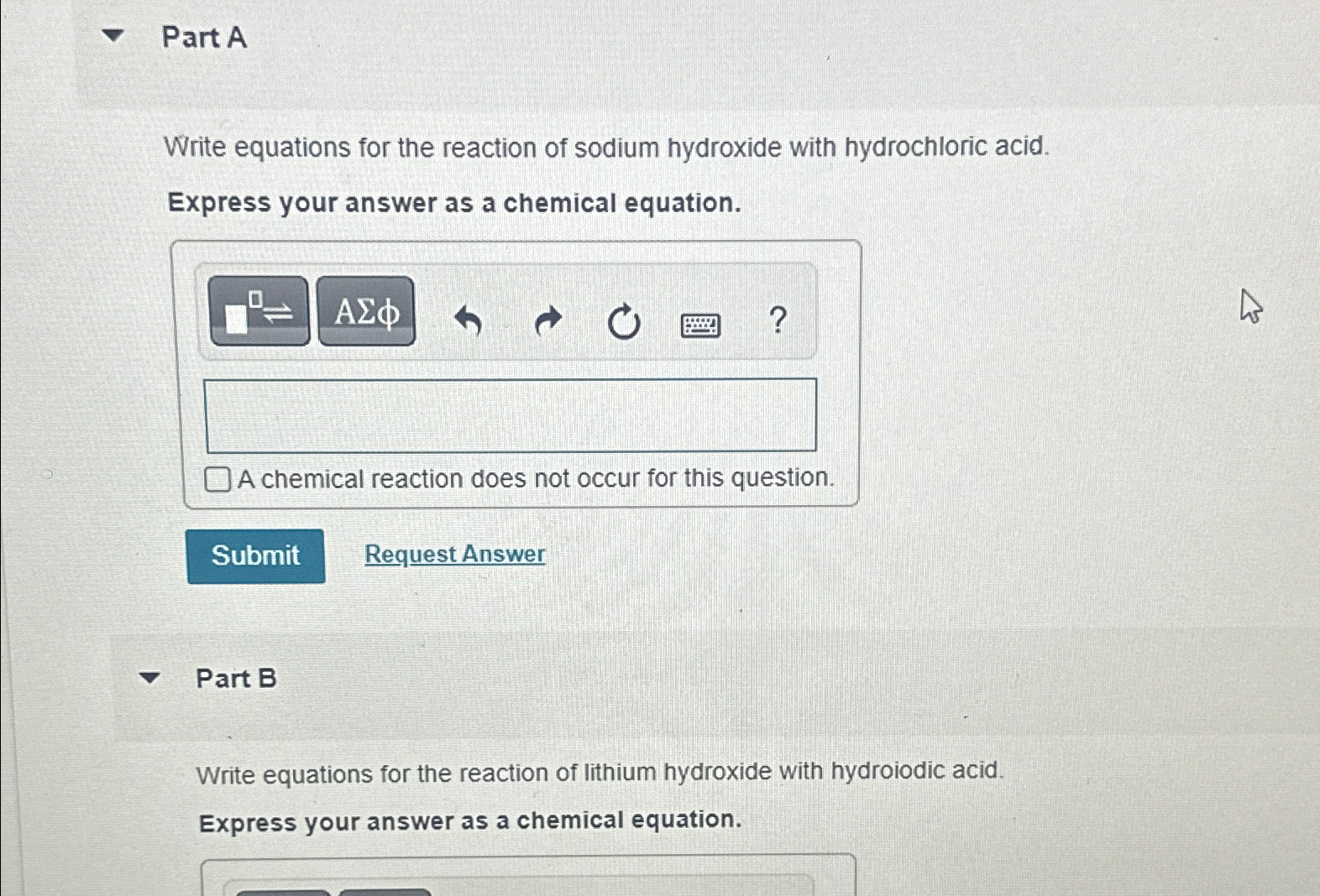 Solved Part AWrite equations for the reaction of sodium | Chegg.com