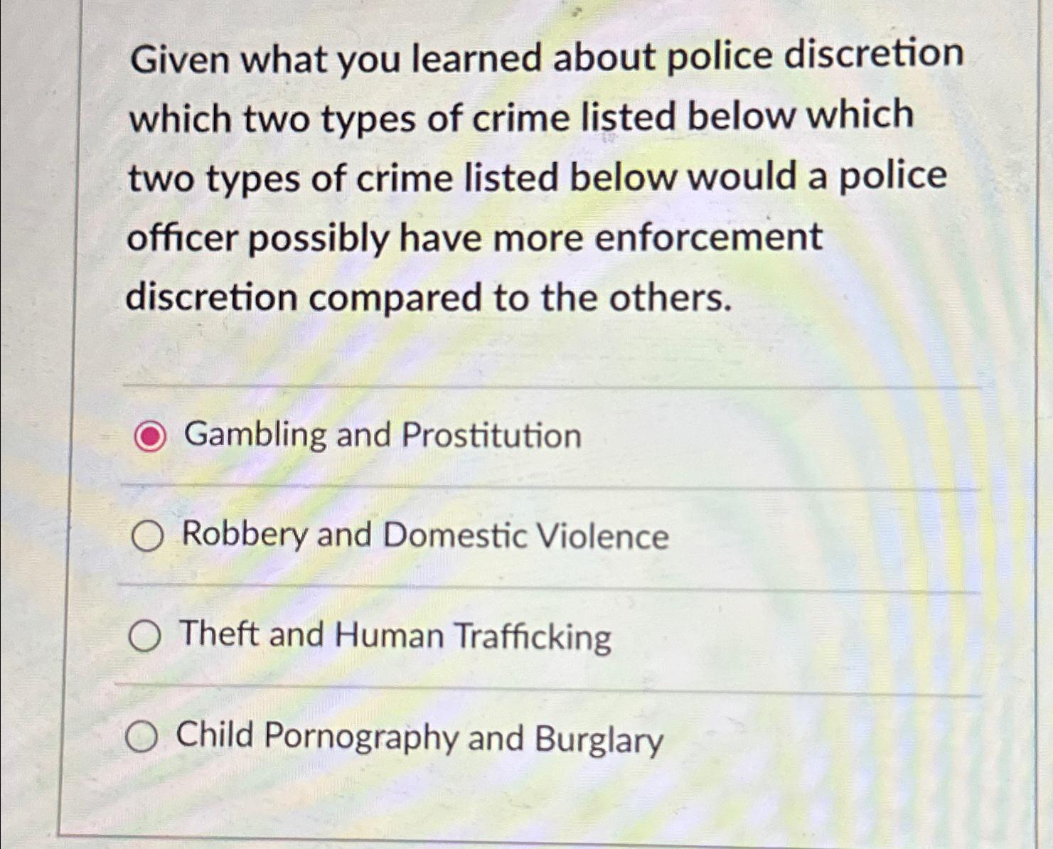 Solved Given what you learned about police discretion which | Chegg.com