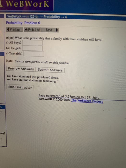 Solved WeBWork WebWork - m125-In-Probability - 6 | Chegg.com