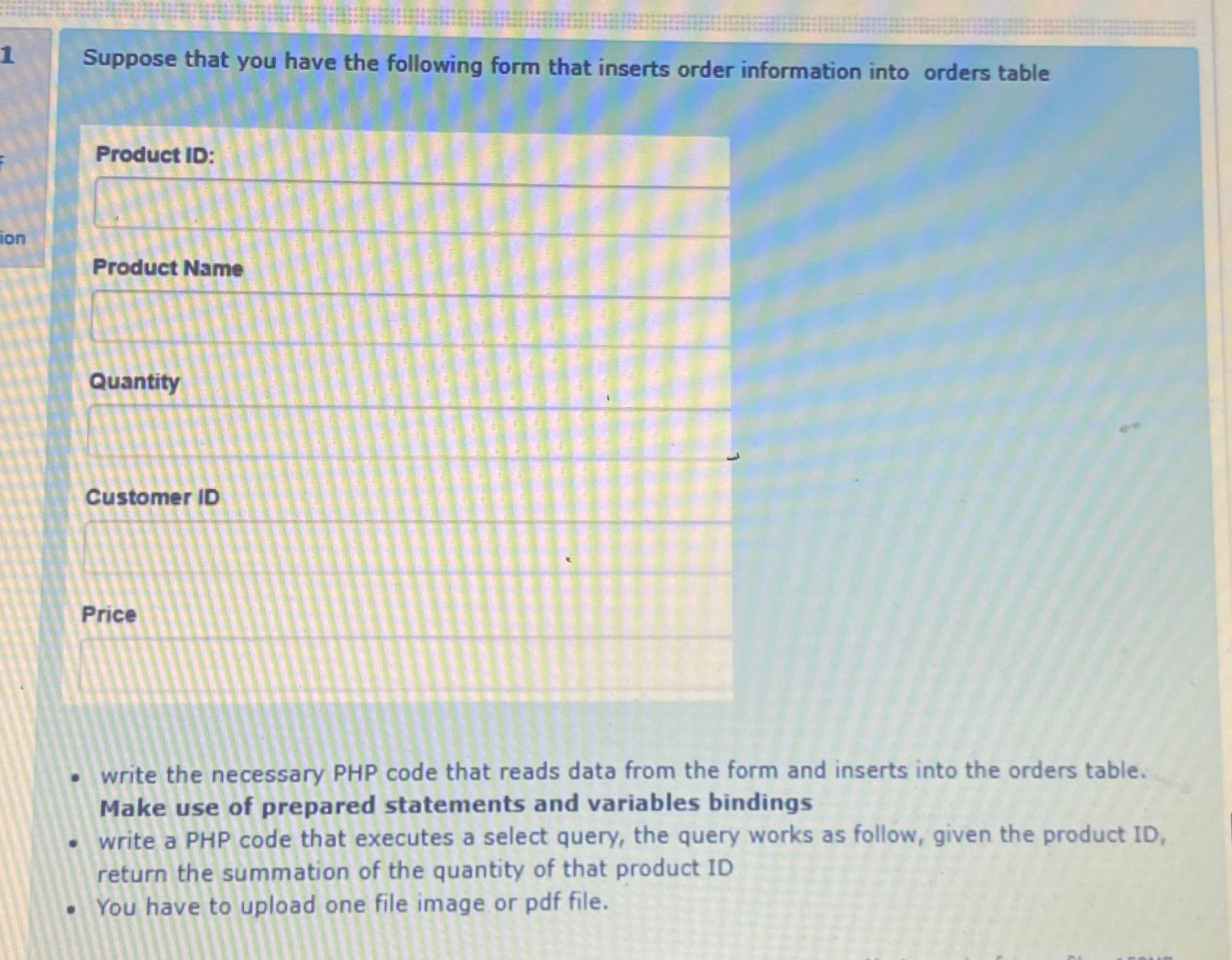 Solved Suppose that you have the following form that inserts | Chegg.com