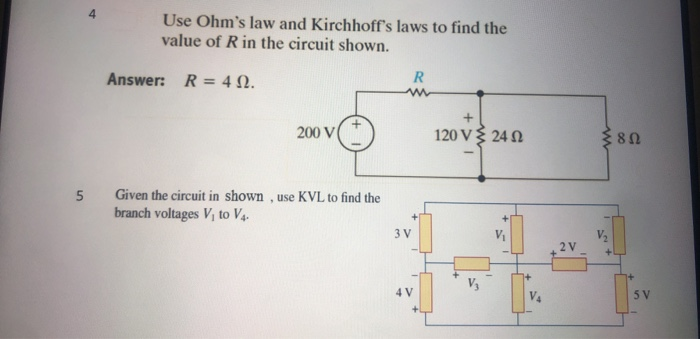 Solved Use Ohm's law and Kirchhoff's laws to find the value | Chegg.com