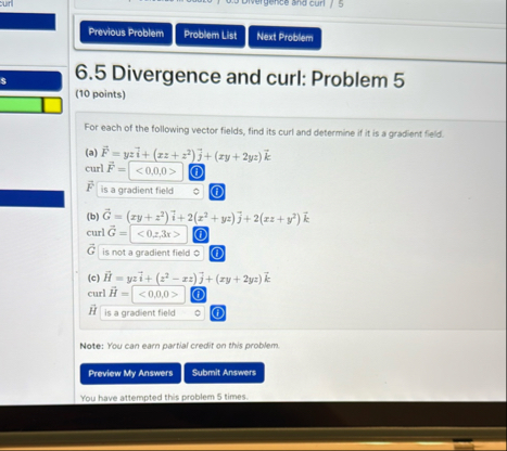 Solved 6.5 ﻿Divergence and curl: Problem 5(10 ﻿points)For | Chegg.com