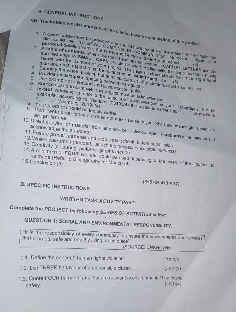 Solved A. ﻿GENERAL INSTRUCTIONSNB: The bolded words/ | Chegg.com