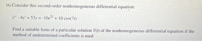 Solved 16 Consider This Second Order Nonhomogeneous 0223