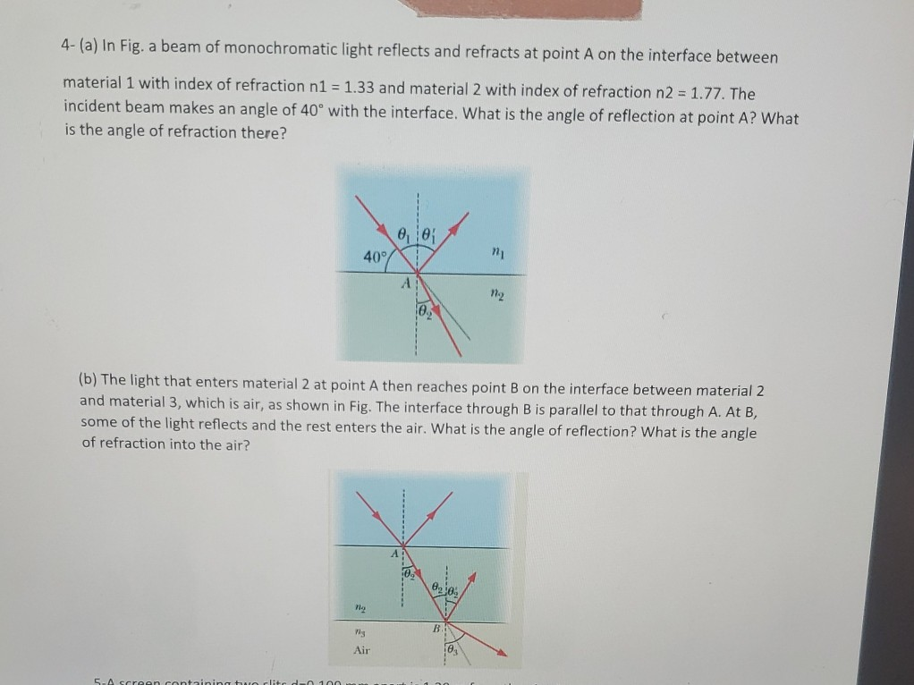 Solved 4- (a) In Fig. a beam of monochromatic light reflects | Chegg.com