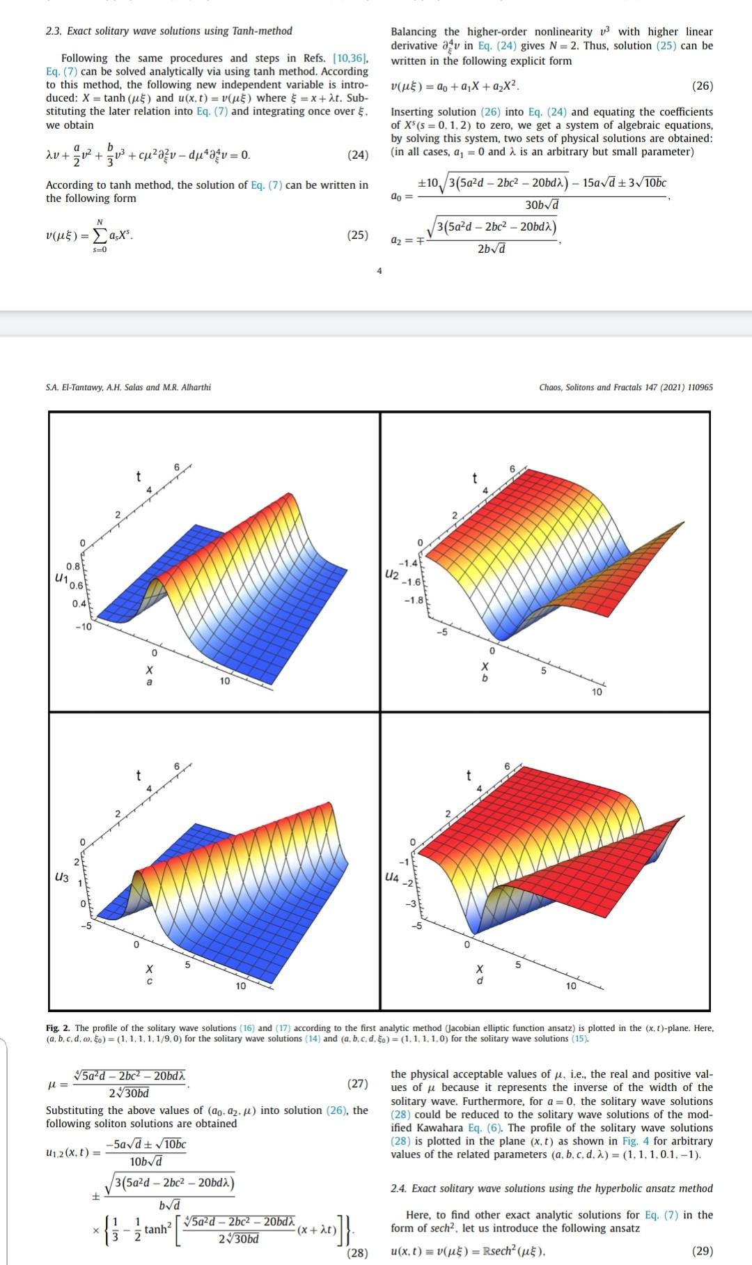 2.3. Exact solitary wave solutions using Tanh-method | Chegg.com
