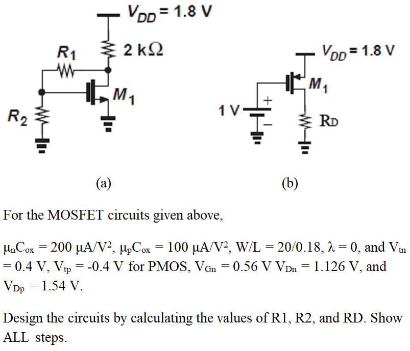 Solved For the MOSFET circuits given | Chegg.com
