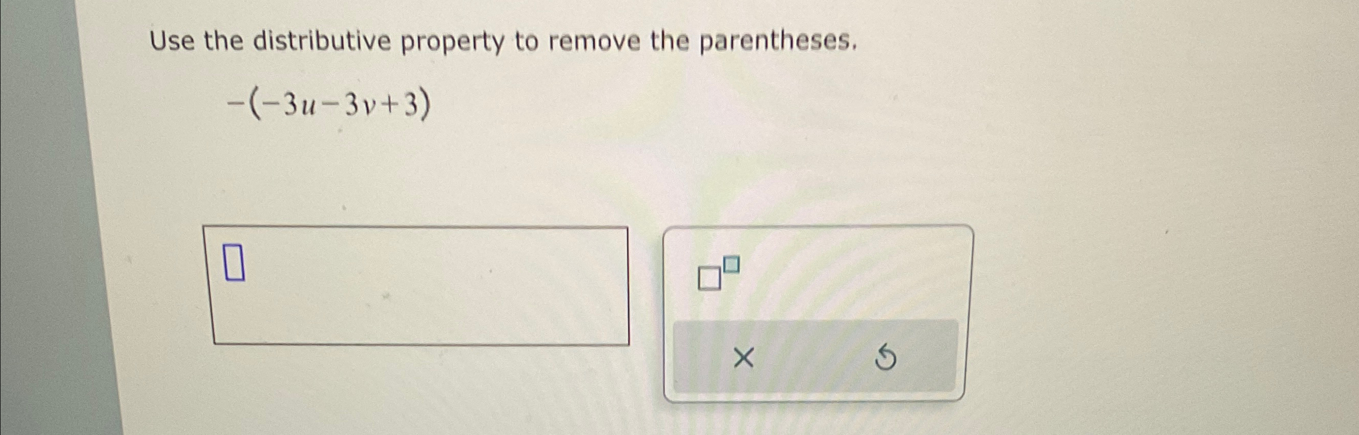Solved Use the distributive property to remove the | Chegg.com