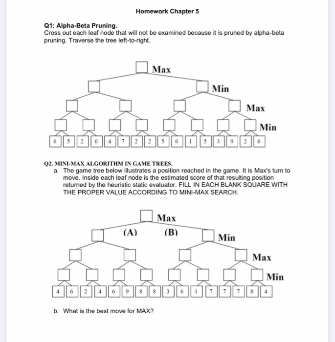 Solved Homework Chapter 5 Q1: Alpha-Beta Pruning. Cross out | Chegg.com