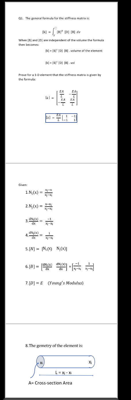 Solved Q1. ﻿The general formula for the stiffness matrix | Chegg.com