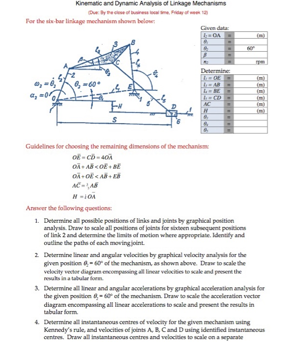 Kinematic and Dynamic Analysis of Linkage Mechanisms | Chegg.com