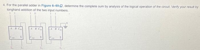 Solved 4. For the parallel adder in Figure 6−69@, determine | Chegg.com