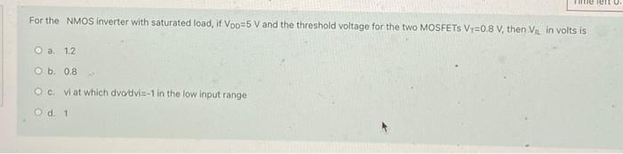 Solved OLU For the NMOS Inverter with saturated load, if | Chegg.com