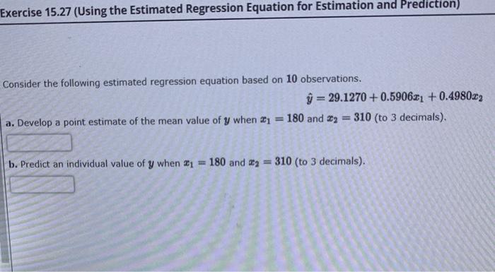 Solved Consider the following estimated regression equation | Chegg.com