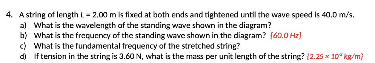 Solved A string of ﻿length L=2.00m is ﻿fixed at ﻿both ends | Chegg.com