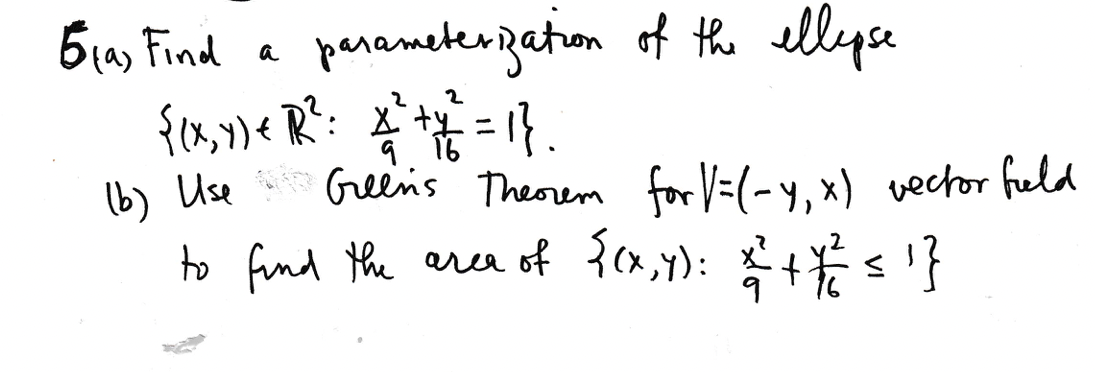 Solved 5 ia, Find a parameterization of the ellipse | Chegg.com