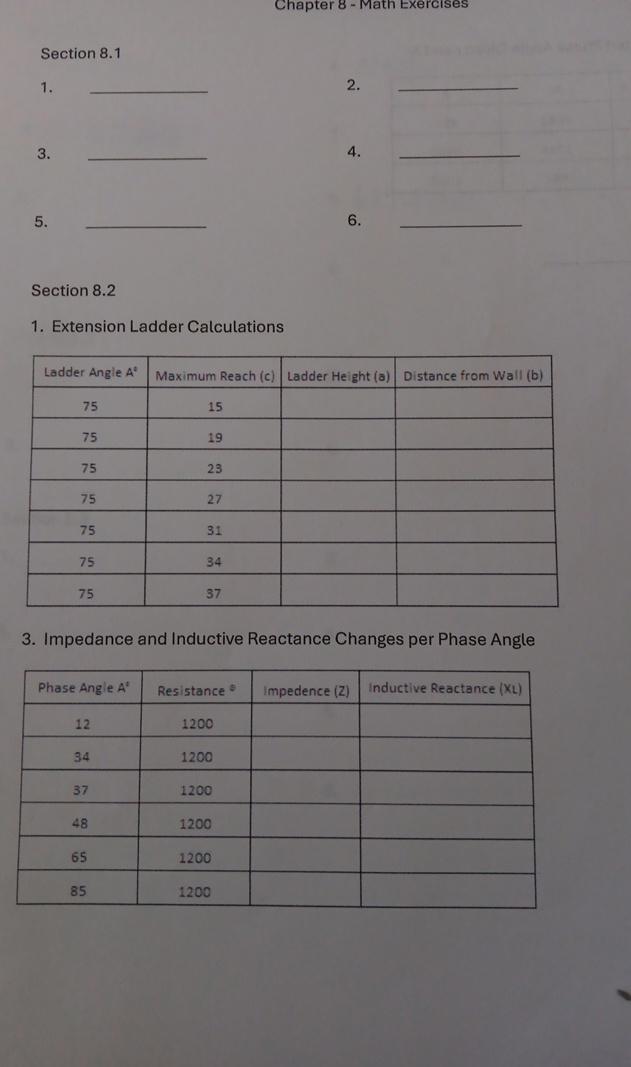 Solved Section 8.1 - ﻿Electrical Math Principles & | Chegg.com