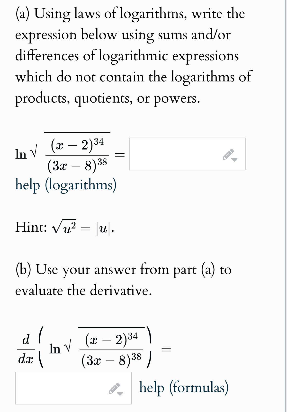 Solved (a) ﻿Using laws of logarithms, write the expression | Chegg.com