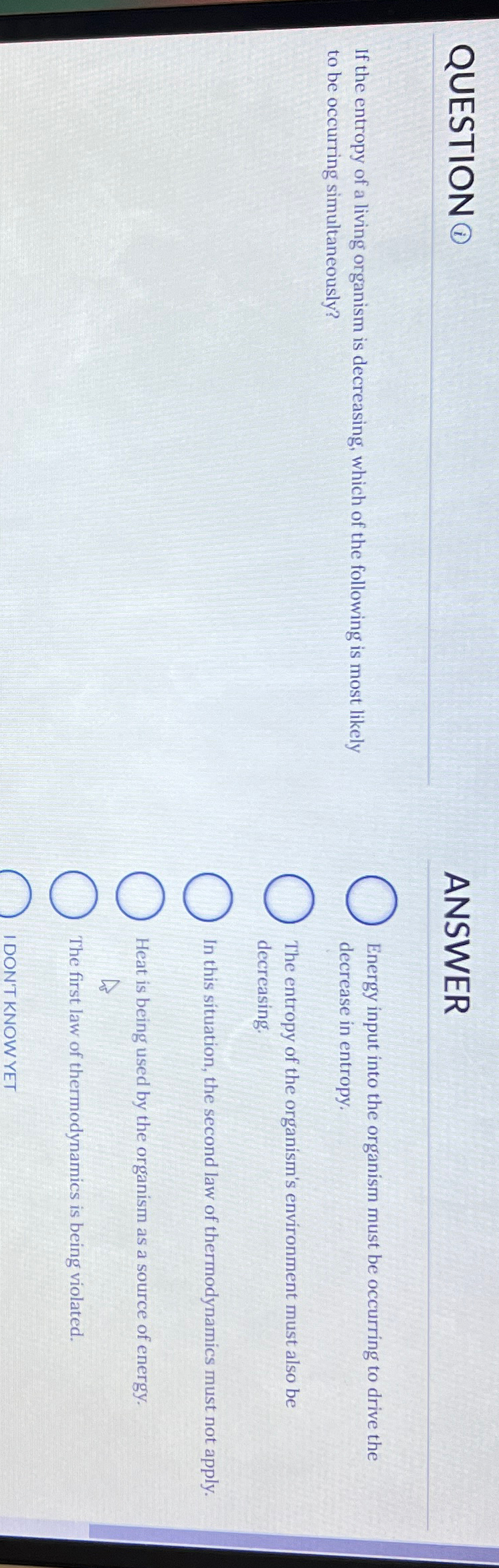 Solved QUESTION (i)ANSWERIf the entropy of a living organism | Chegg.com