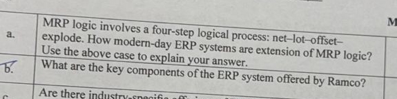 Solved \table[[a.,\table[[MRP logic involves a four-step | Chegg.com