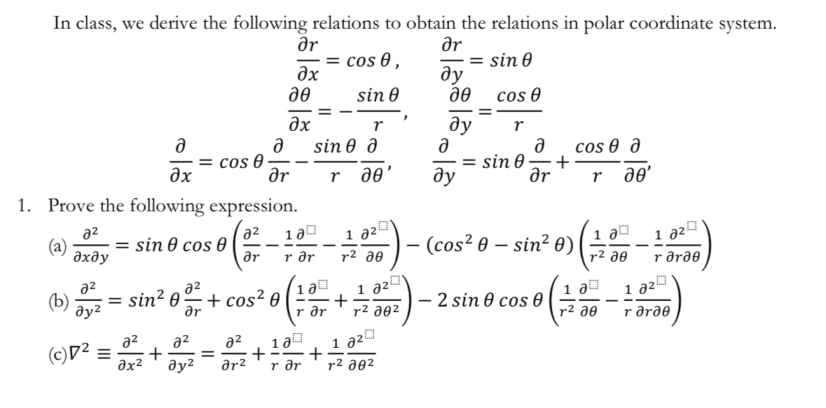 Solved In class, we derive the following relations to obtain | Chegg.com