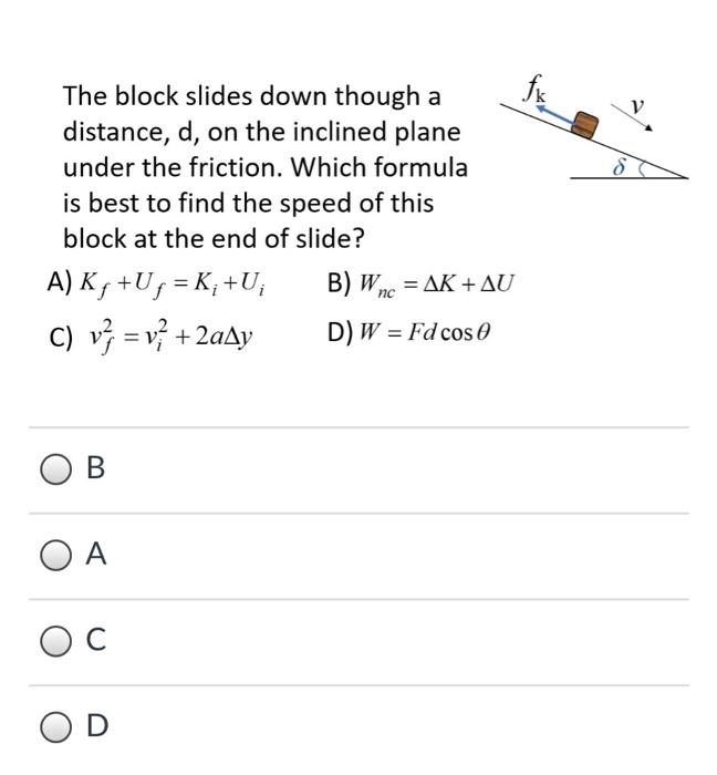 Solved 8 The block slides down though a distance, d, on the | Chegg.com