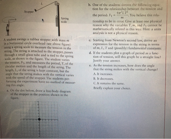 Solved Stopper Spring scale A student swings a rubber | Chegg.com