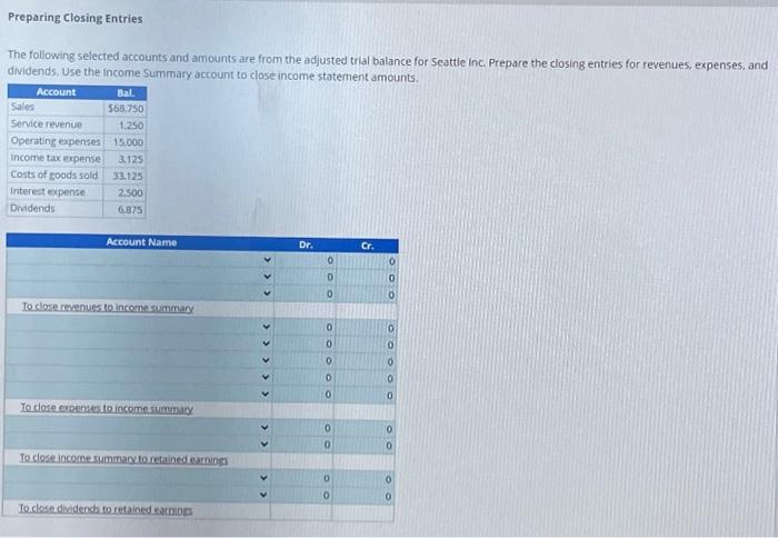 preparing closing entries | Chegg.com