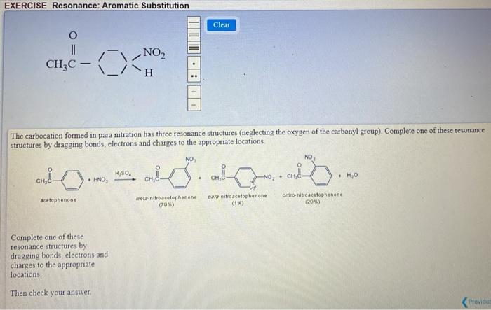 Solved EXERCISE Resonance: Aromatic Substitution Clea Clear | Chegg.com