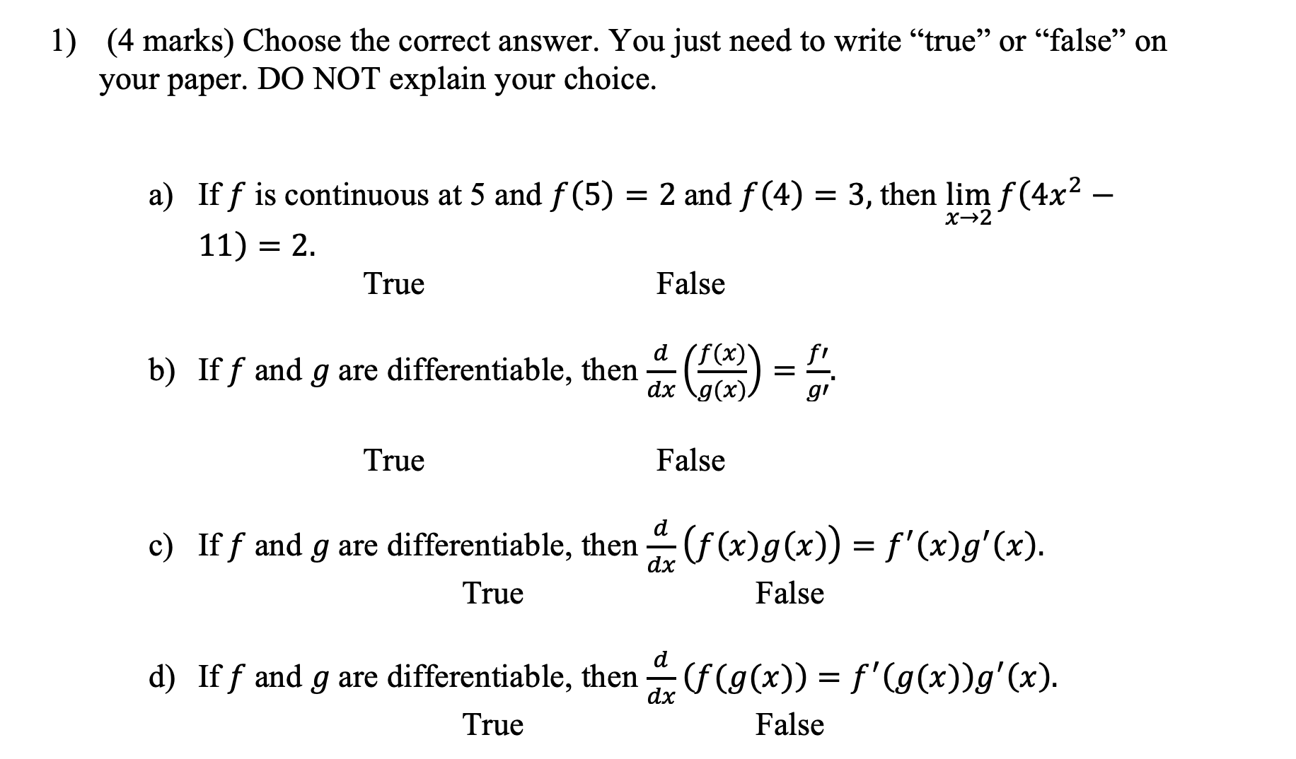 Solved 4 marks choose The Correct Answer You Just Need