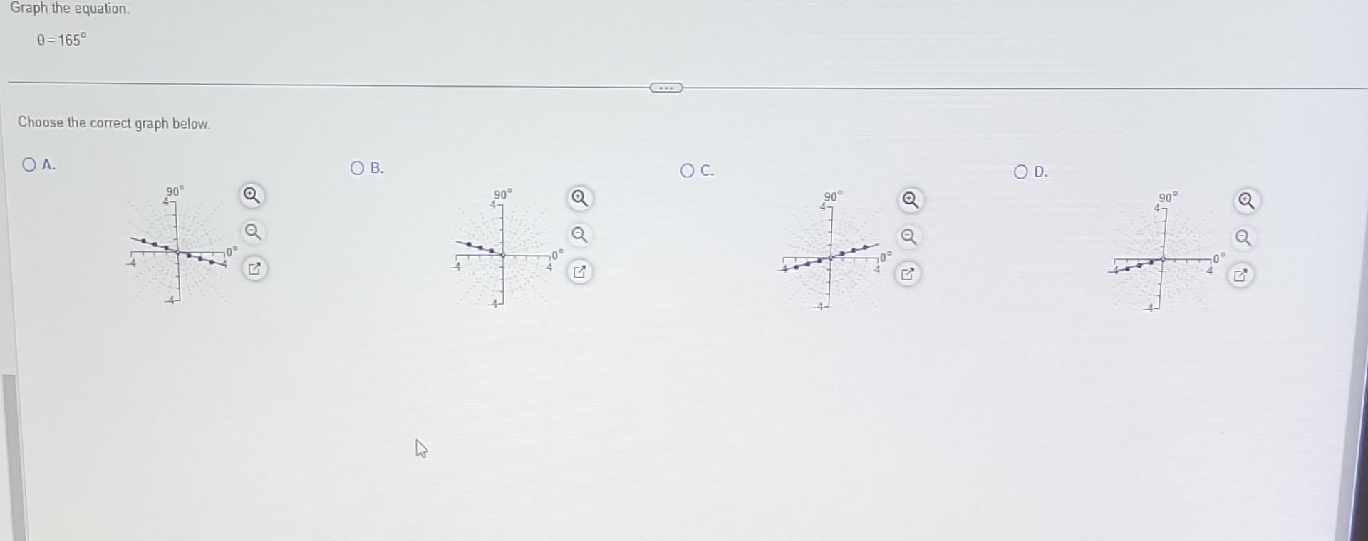 Solved θ=165∘ Choose the correct graph below | Chegg.com