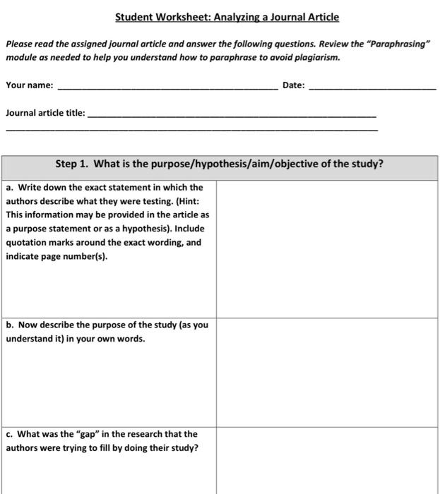 Solved Please read the assigned journal article and answer | Chegg.com