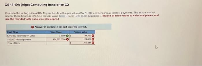 Solved QS 14-19A (Algo) Computing bond price C2 Compute the | Chegg.com