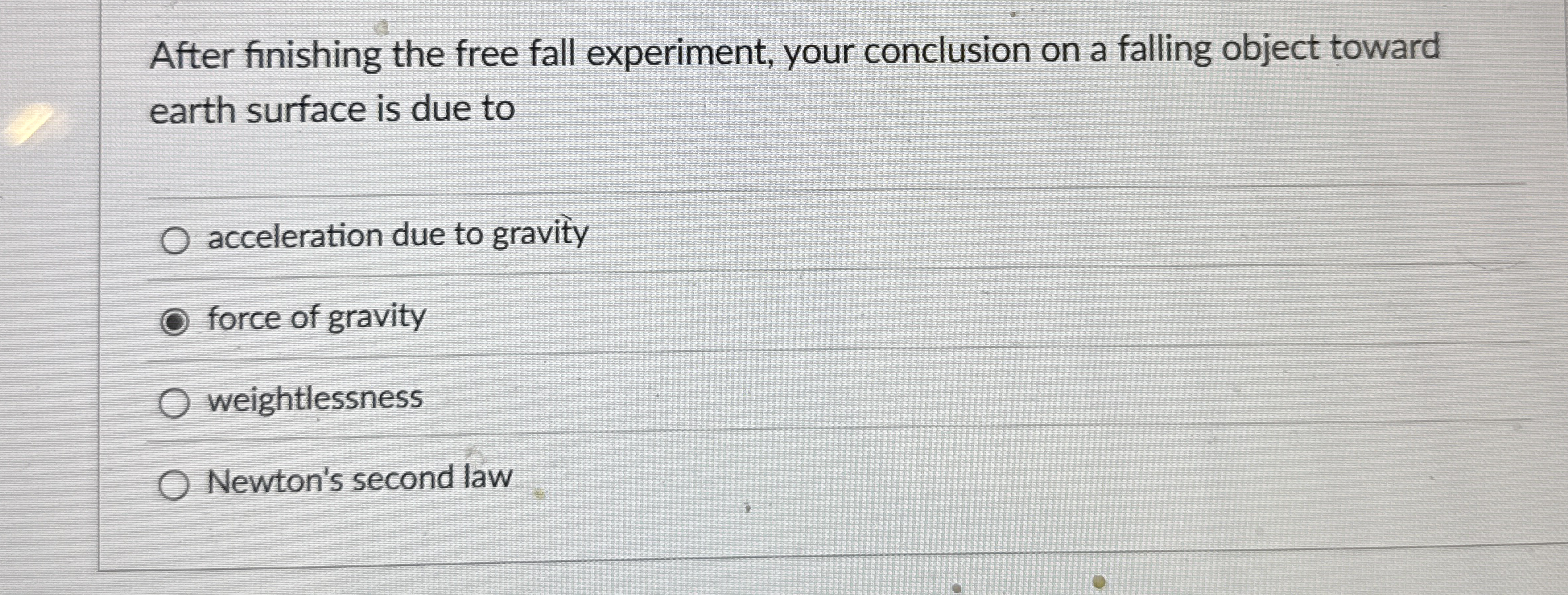 Solved After finishing the free fall experiment, your | Chegg.com