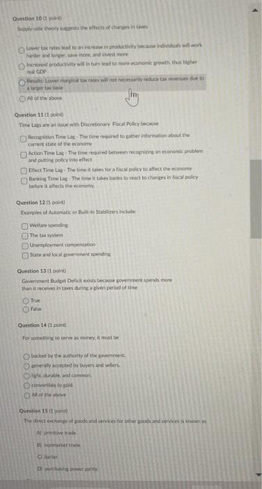 Solved Question 1 11 point - Fiscal Policy is the | Chegg.com