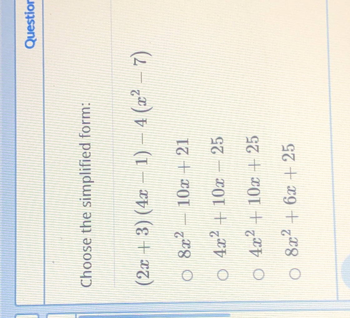 Solved Choose the simplified | Chegg.com