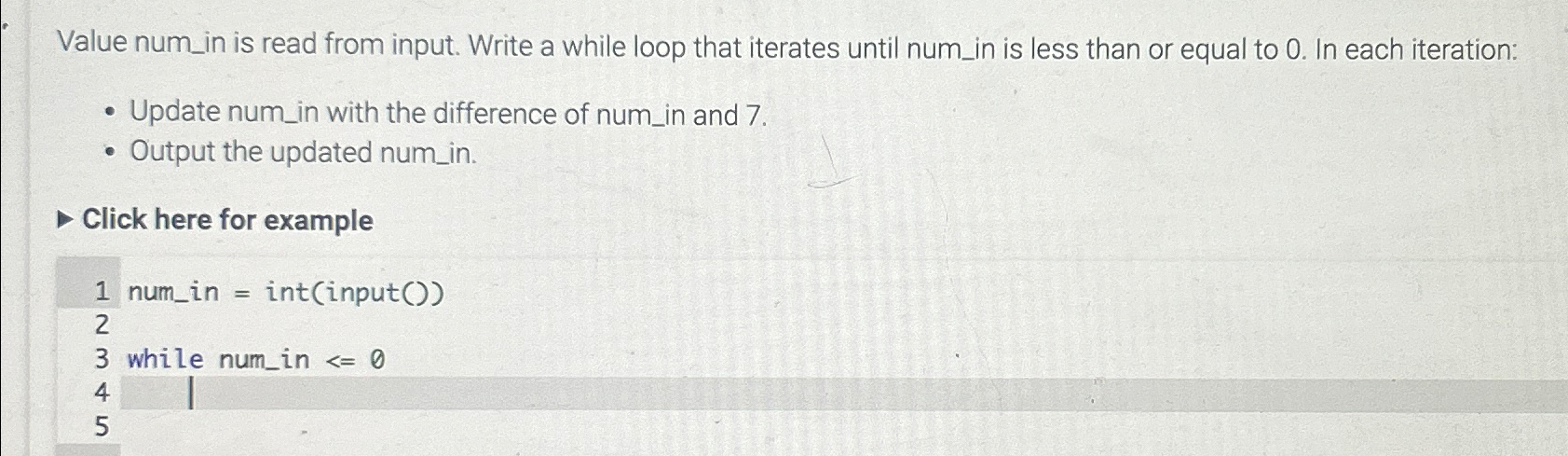 Value num_in is read from input. Write a while loop | Chegg.com